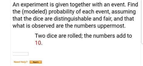 Solved An Experiment Is Given Together With An Event Find