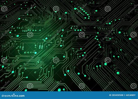 binary code circuit board background in green and black colors stock