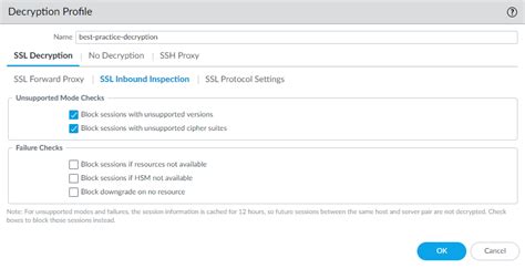 SSL Inbound Inspection Decryption Profile