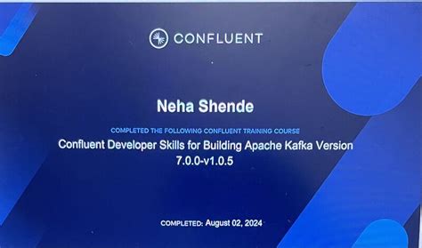 Neha Shende On Linkedin Apachekafka Confluent Kafkatraining