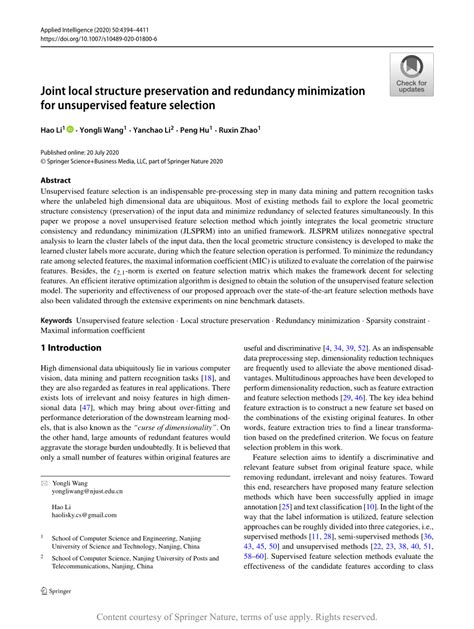 Joint Local Structure Preservation And Redundancy Minimization For Unsupervised Feature