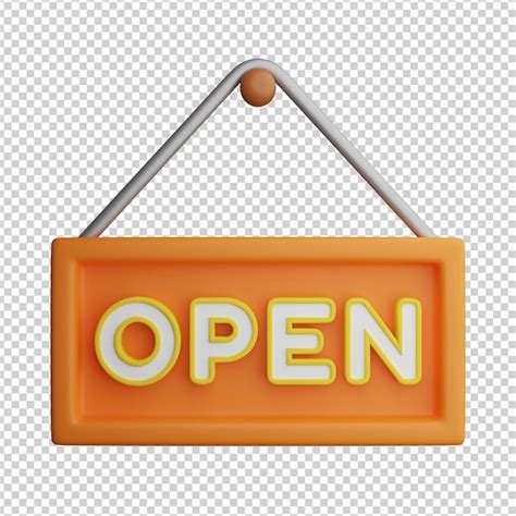 premium psd 3d render illustration hanging open sign isolated