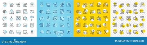 vector icons set of info binary code and share line icons for web app