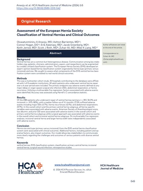 External Validation Of The European Hernia Society Classification Of Ventral Hernias Pdf