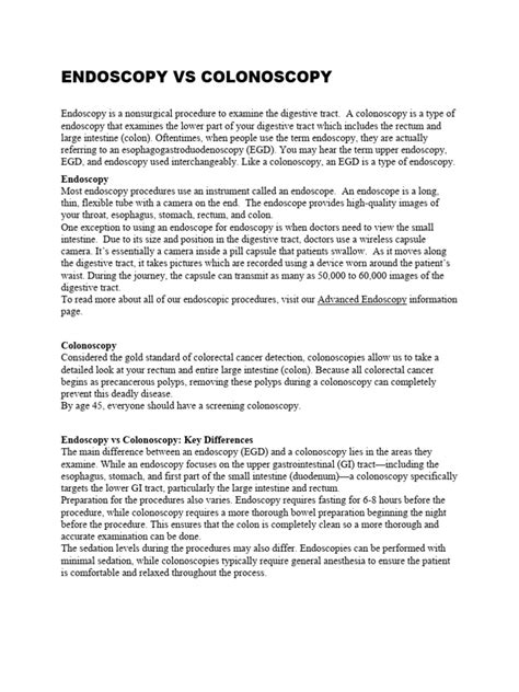 Endoscopy Vs Colonos Pdf Colonoscopy Endoscopy