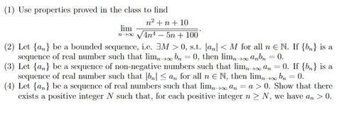 Solved Use Properties Proved In The Class To Find Chegg