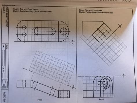 solved given top and front views sketch partial auxiliary