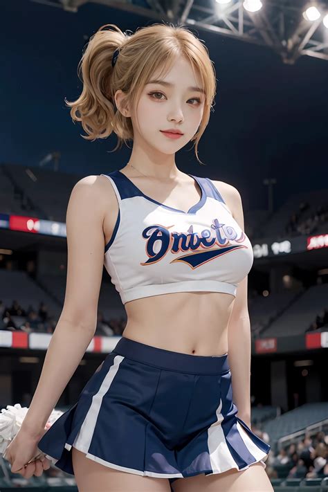 A Woman In A Cheerleader Outfit Posing For A Photo Seaart Ai