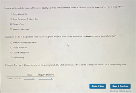 Solved 8 Portfolio Risk And Return Emma Holds A 5 000