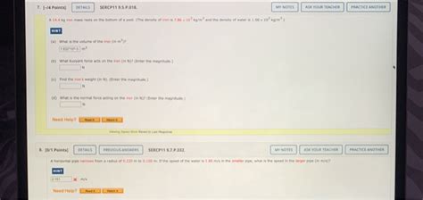 Solved 7 [ 14 Points Details Sercp11 9 5 P 018 My Notes