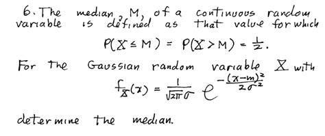 Solved The Median M Of A Continuous Random Variable Is
