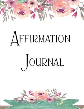 Positive Affirmations Self Esteem Journal Editable And Printable