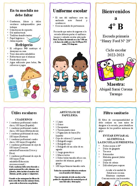 Triptico Útiles Escolares Pdf