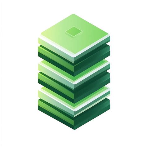A Stack Of Green And White Boxes With A Green Square On The Bottom