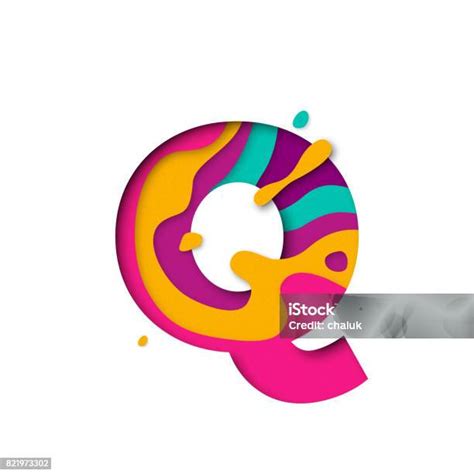 종이 잘라 편지 Q 현실 3d 멀티 레이어 Papercut 절연 흰색 배경 0명에 대한 스톡 벡터 아트 및 기타 이미지 0명 3차원 형태 그림자 Istock