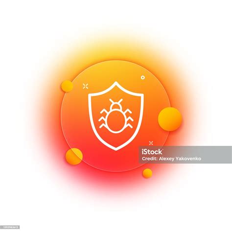 바이러스 방지 아이콘입니다 바이러스 바이러스 백신 웹 사이트 서버 전화 및 Pc 보호 유리 형태가있는 그라디언트 흐림 버튼 맑은 유리 디자인 건강관리와 의술에 대한 스톡