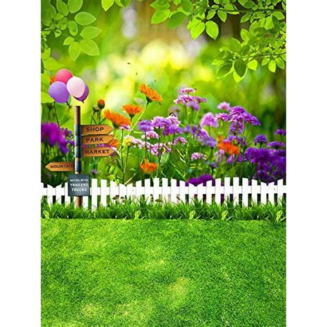 Backgrounds Flowers Along Fence Aofoto 8x6ft Spring Garden Backdrop