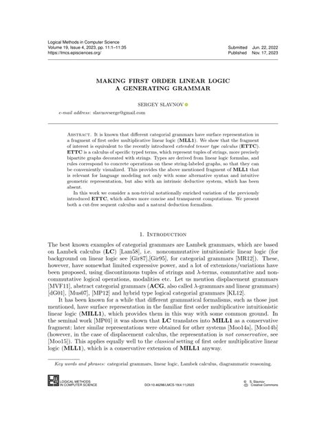 pdf making first order linear logic a generating grammar revised