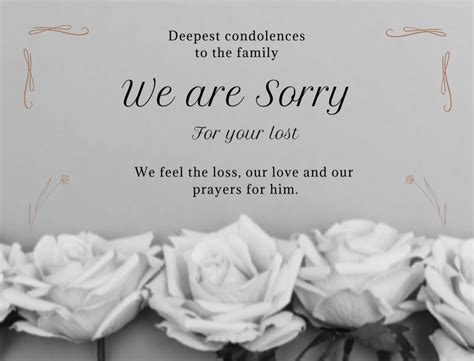 Condolences And Sympathy Message With Flowers Online Postcard Template