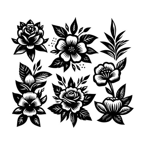 Flowers Set Vector Silhouette Illustration Abstract Flower Shapes And