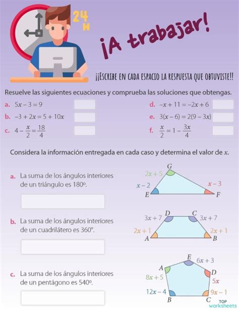 Ecuaciones Lineales Ficha Interactiva Topworksheets