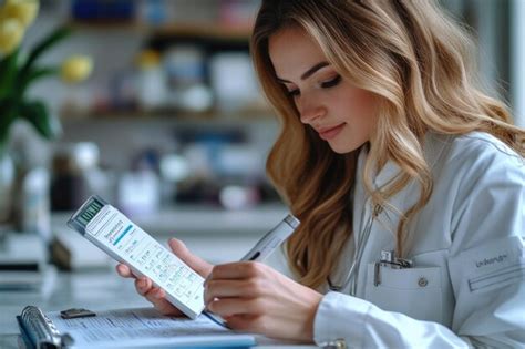 Patient Using Glucometer And Recording Blood Sugar Data In Diary