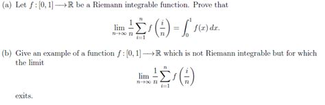 solved a let f [0 1]r be a riemann integrable
