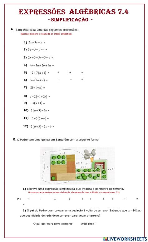Simplify Algebraic Expressions Worksheet