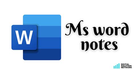 Ms Word Notes Microsoft Word Notes