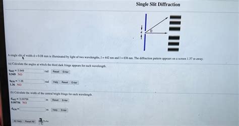 Solved Single Slit Diffraction A Single Slit Of Width D Chegg