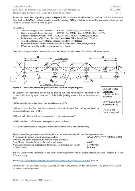 Prestressed Concrete Course Assignments 2016 Pdf