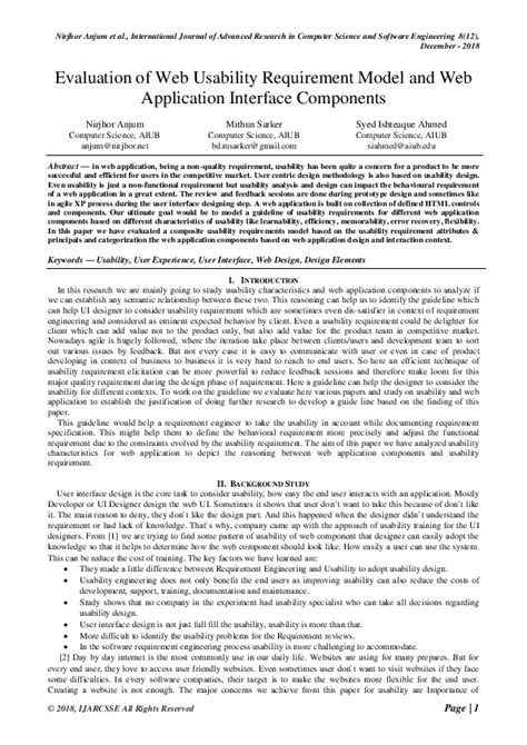 Pdf Evaluation Of Web Usability Requirement Model And Web Application