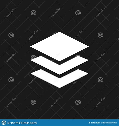 Layers Panel Dark Mode Glyph Ui Icon Stock Vector Illustration Of