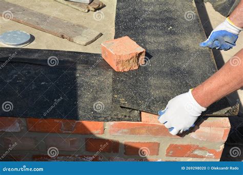 Close Up On Waterproofing And Insulation House Foundation Wall