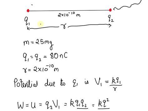 Solved 2 Two Particles Of Equal Mass 25 Mg And Equal Charge 80 Nc