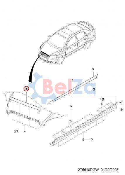 96852700 Молдинг капота для Шевроле Авео2 (запчасти Шевроле Авео II ...
