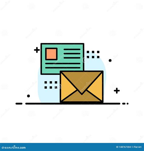 Mailing Conversation Emails List Mail Business Flat Line Filled Icon Vector Banner Template