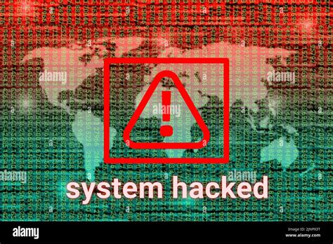 system hacked world isolated on world map and spotted light background