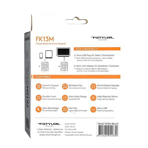 datablitz ecommerce a4tech fk13m fstyler sleek numeric keypad black 70cm retractable cable