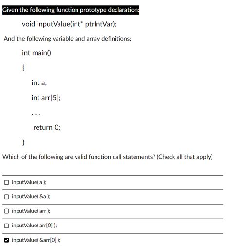 Solved Given The Following Function Prototype Declaration Chegg