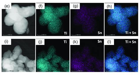 Stem Image And The Overall And Elemental Edx Maps Of The 2sn Tio2 Sg