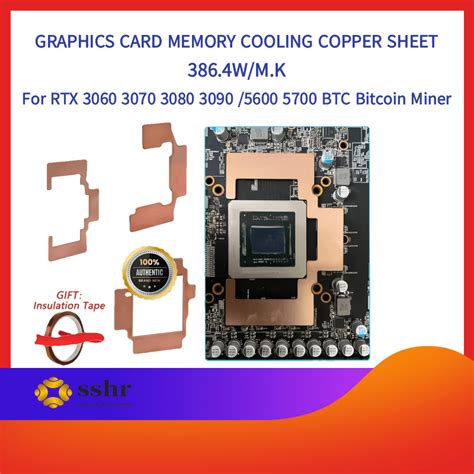 dissipador de calor de cobre gpu ram para minerador de memória do radiador btc rtx 3060 3070