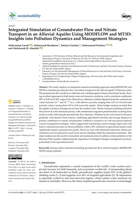 pdf integrated simulation of groundwater flow and nitrate transport