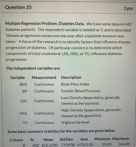 solved question 33 3 pts multiple regression problem