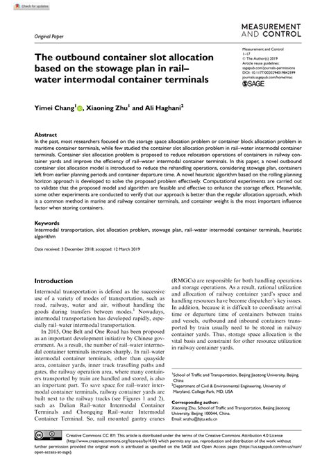 Pdf The Outbound Container Slot Allocation Based On The Stowage Plan