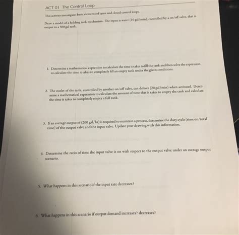 ACT 01 The Control Loop This Activicy Investigates Chegg Com