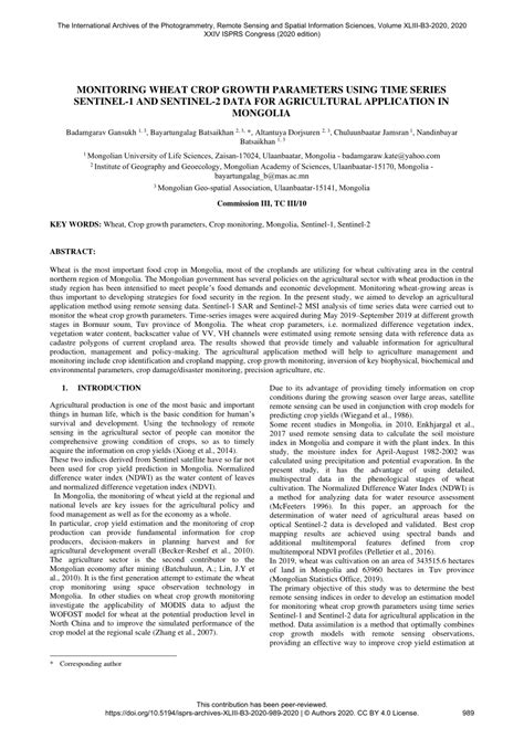 Pdf Monitoring Wheat Crop Growth Parameters Using Time Series