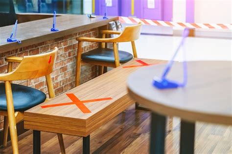 Premium Photo Alternative Seating Mark For Social Distance Rules In