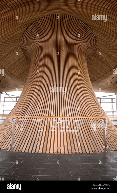 Interior Of The Senedd Building Of The Welsh Assembly Showing The