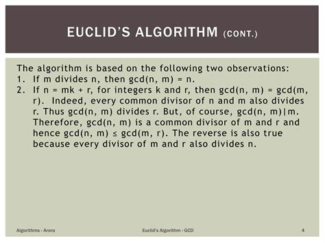 euclid s algorithm for greatest common divisor time complexity analysis pptx science